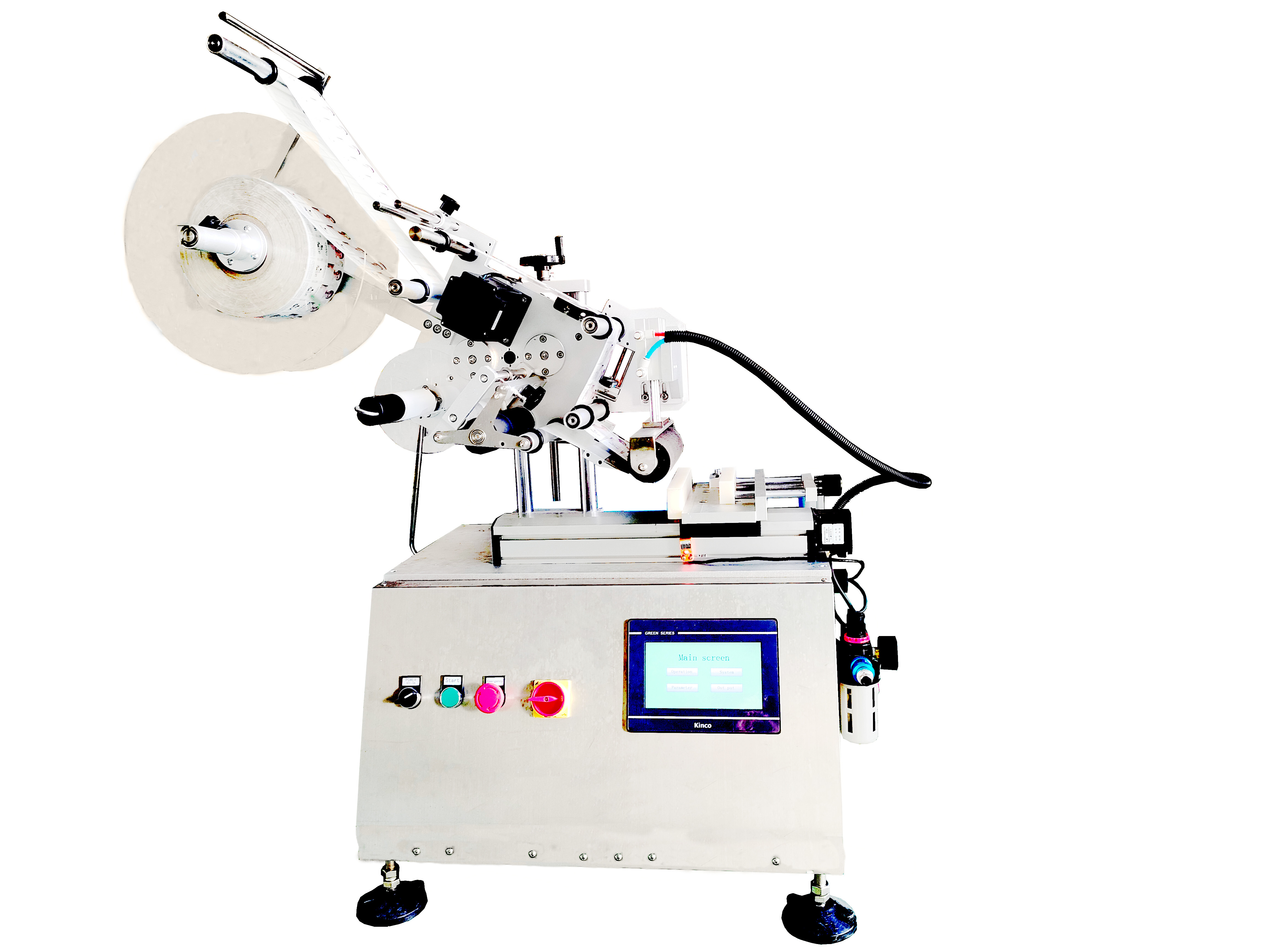 PLC Flat Jar Sticker Semi Automatic Labelling Machine For Square Bottle