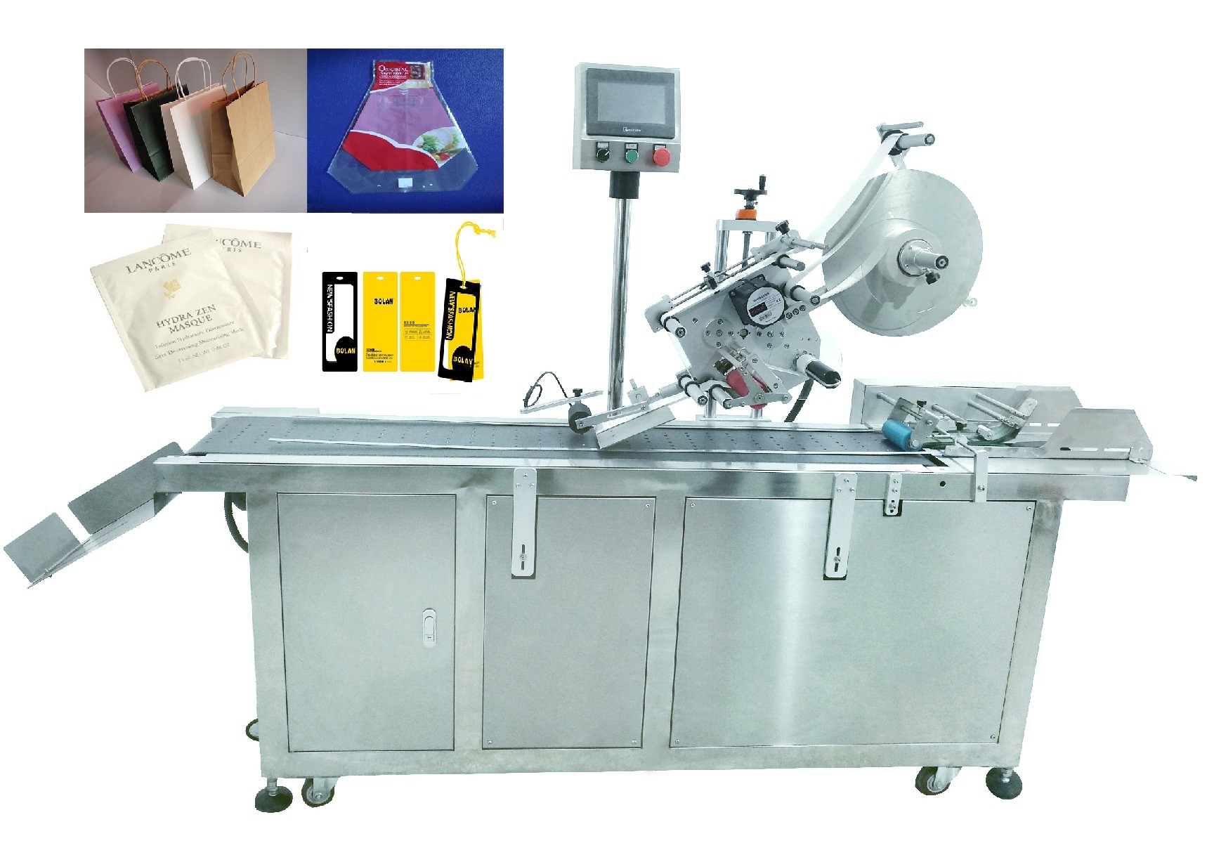 YM210D Automatic Label Applicator for Mylar Pouch Plastic Bag With Date ...