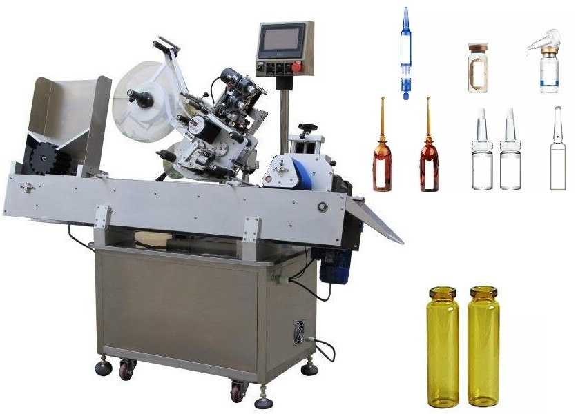 Horizontal Medicine Syringe Vial Labeling Machine Applicator Automatic