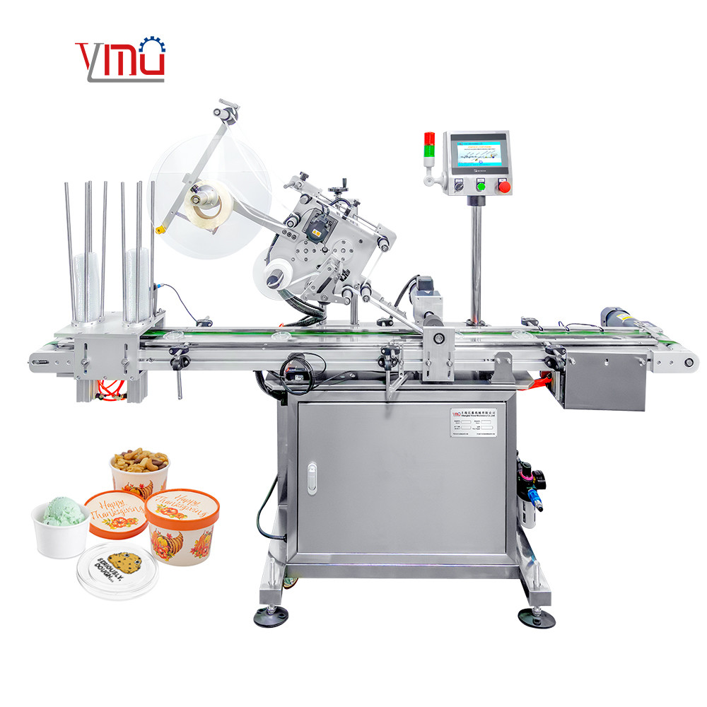YIMU YM210 Automatic LABELING MACHINE for Storage Box Glass Jar Food Container Plastic Lid