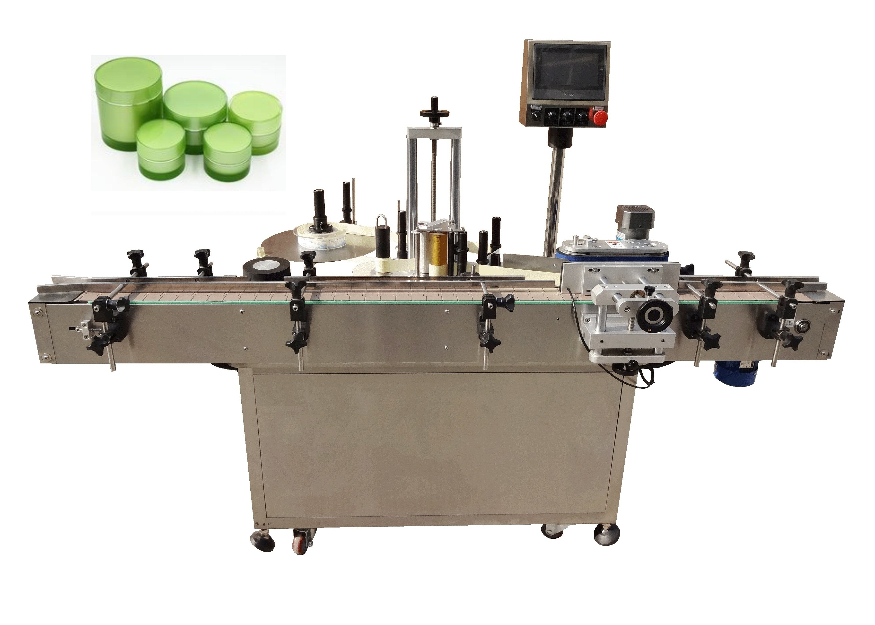 SS304 Self Adhesive Sauce Bucket Round Bottle Labeling Machine PLC & HMI