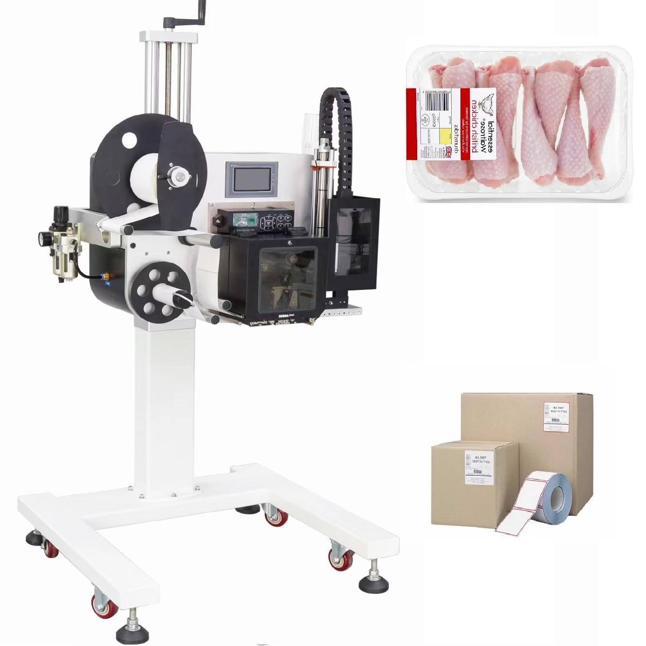 HMI 1phase Bread Flat Bag Label Applicator Zebra ZE500 Bottle Label ...